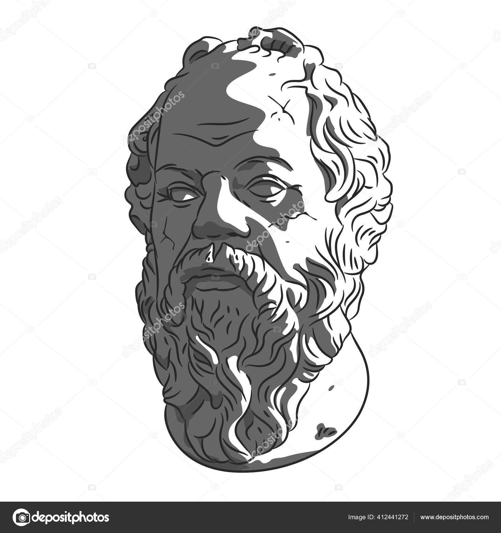 Bust Socrates Ancient Greek Philosopher Isolated White Background Place ...