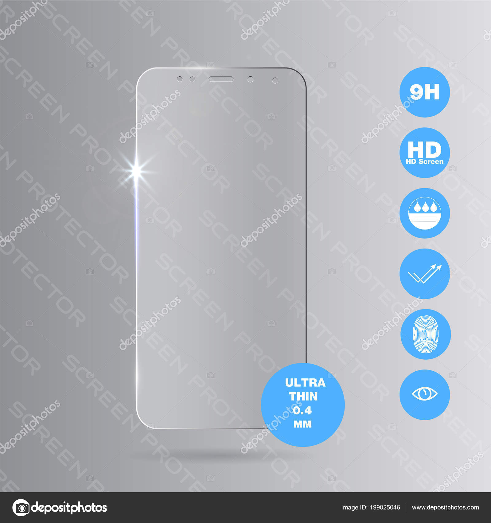 Glass Screen Protector Vector Screen Protector Smartphone Mobile Cover ...