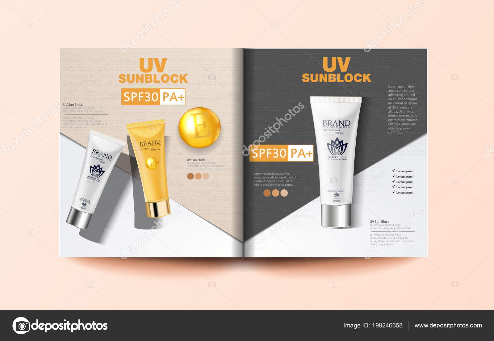 Sunscreen advertising poster Information UV protection. Creamy color ...