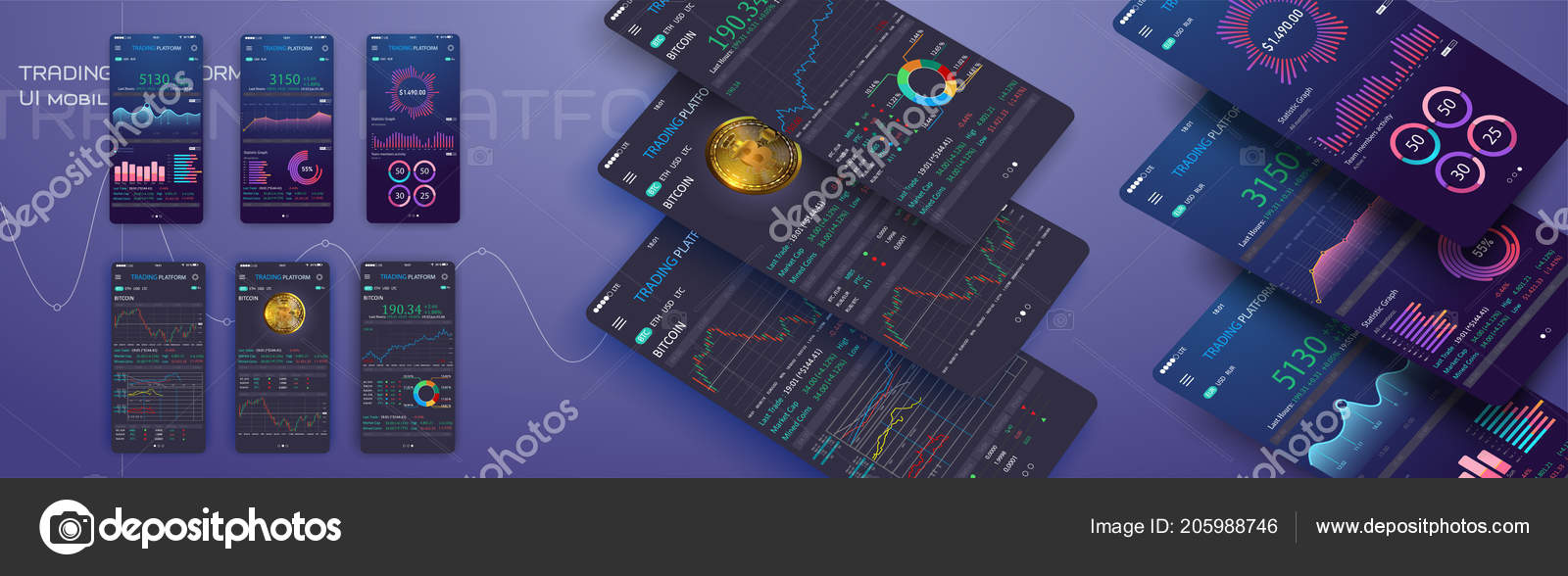 Trade exchange app on phone screen. Mobile banking cryptocurrency ui ...