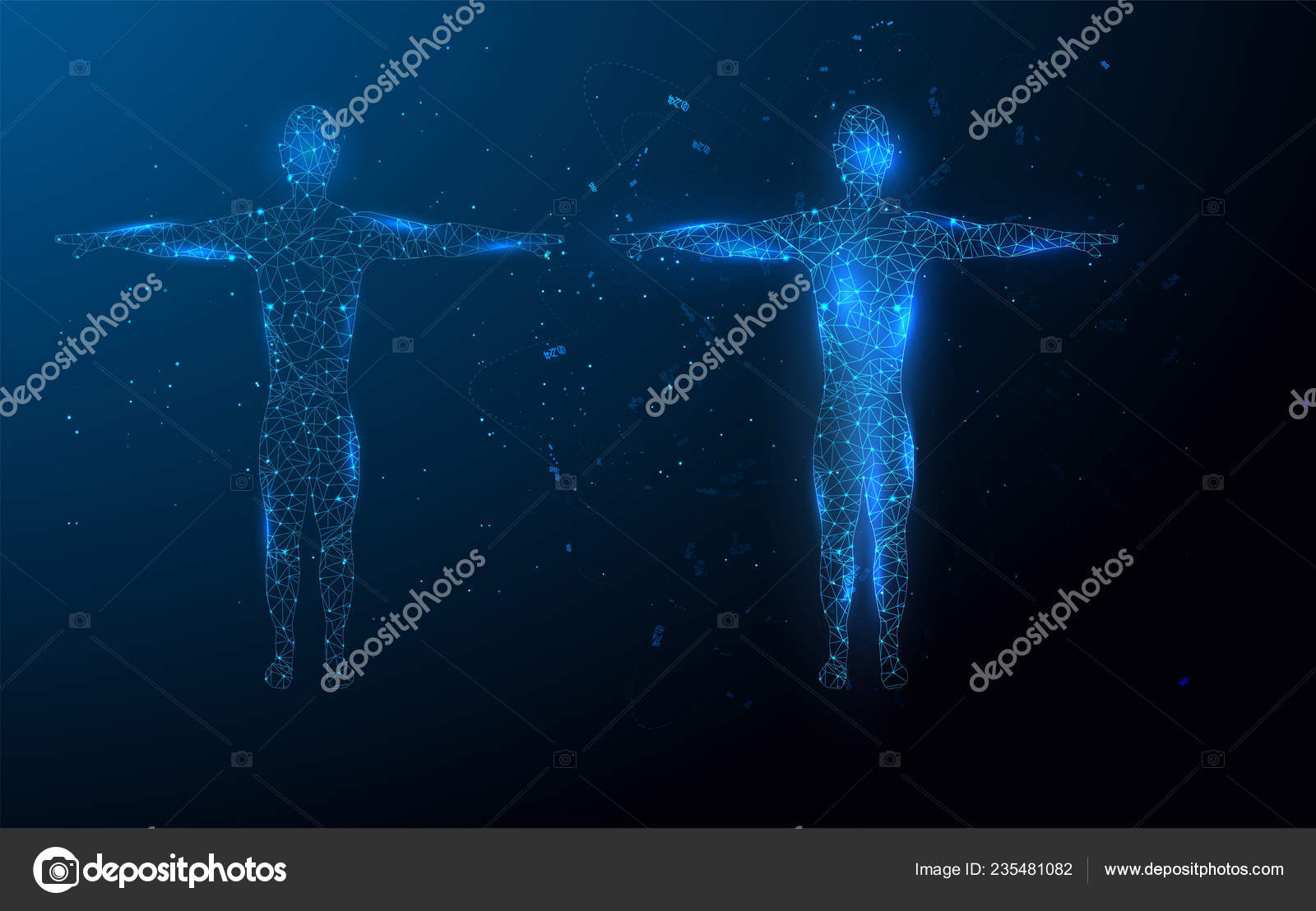 Low Poly Wireframe Human Body Abstract Illustration Form Lines ...