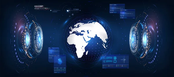 UI interface, earth globe, control center, command, game, vector with graphs Stock Vector Image ...