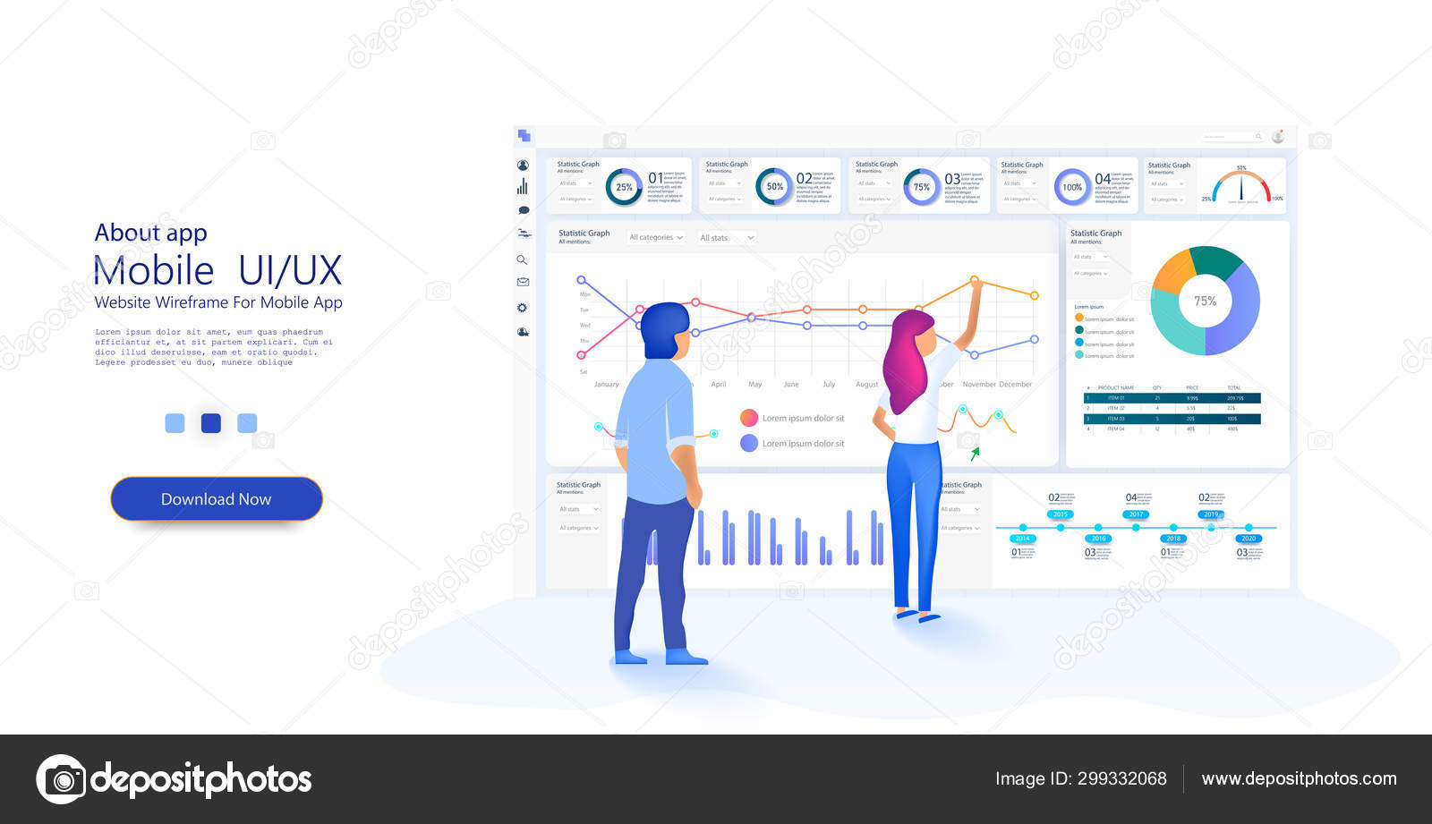 People work in a team and interact with graphs. Stock Vector Image by ©Zinetron #299332068