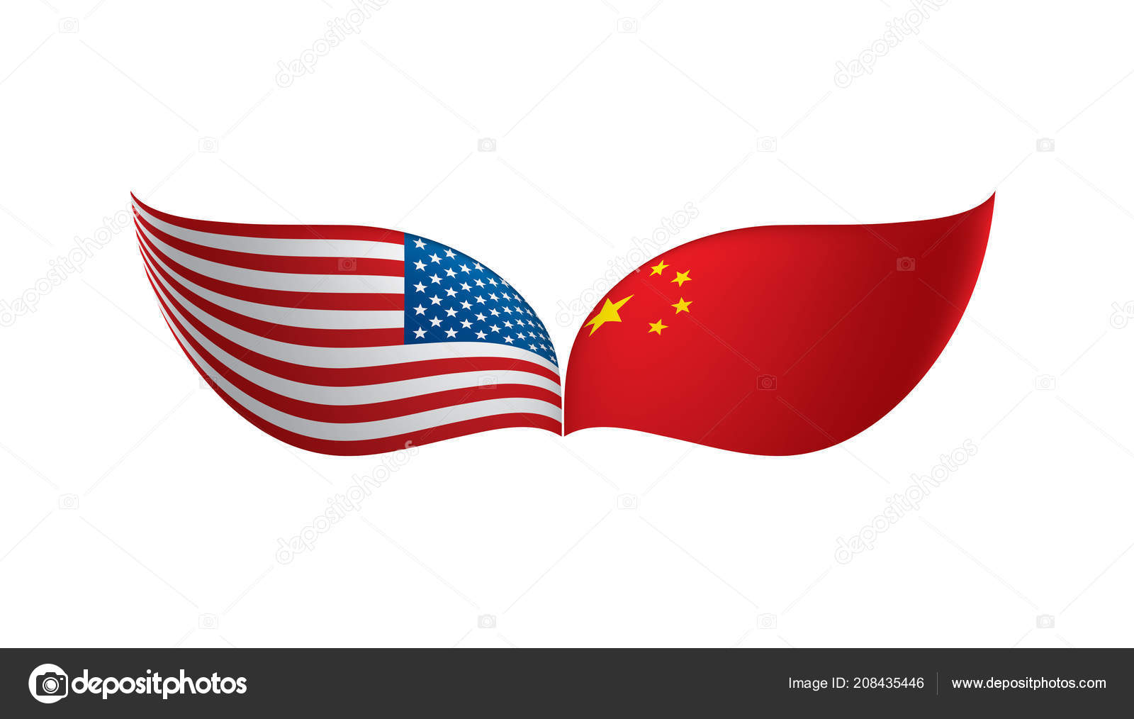 Usa and China flags. Vector illustration on white background Stock ...