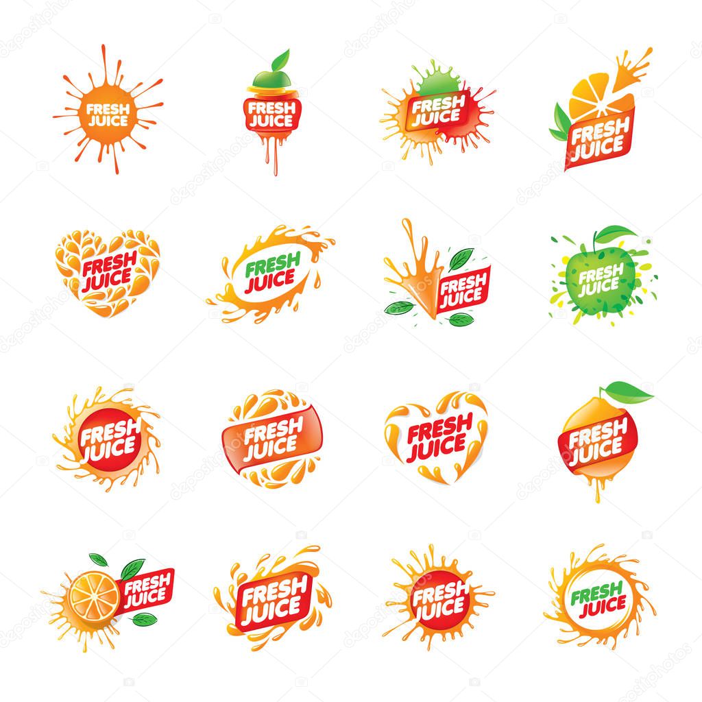 Logo para zumo fresco. Ilustración vectorial sobre fondo blanco. 2023