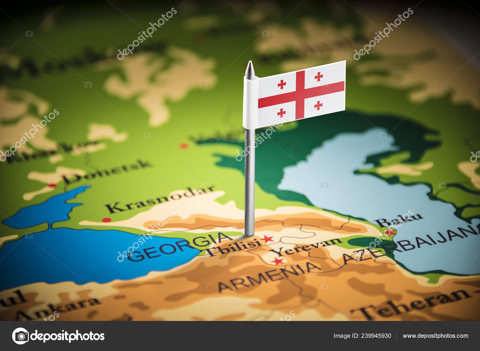Georgia marked with a flag on the map – Stock Editorial Photo ...