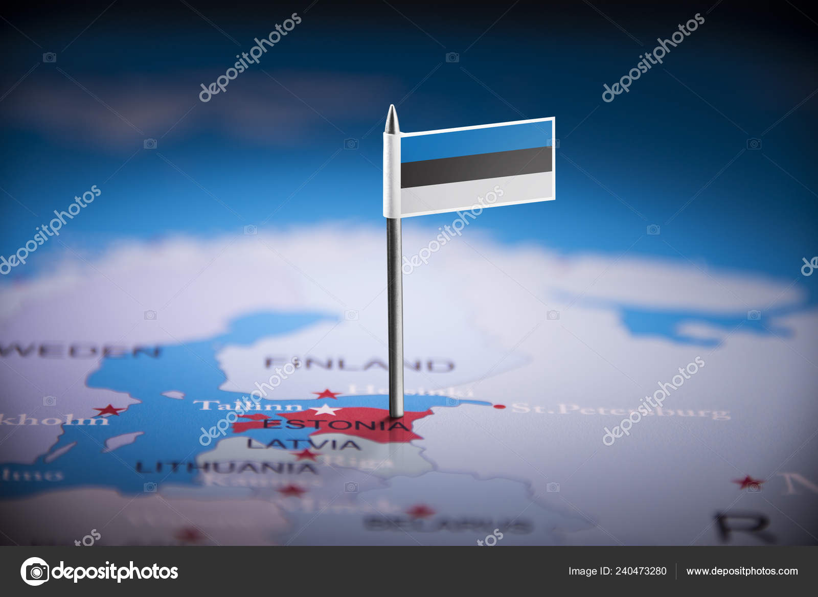 Estonia marked with a flag on the map – Stock Editorial Photo ...