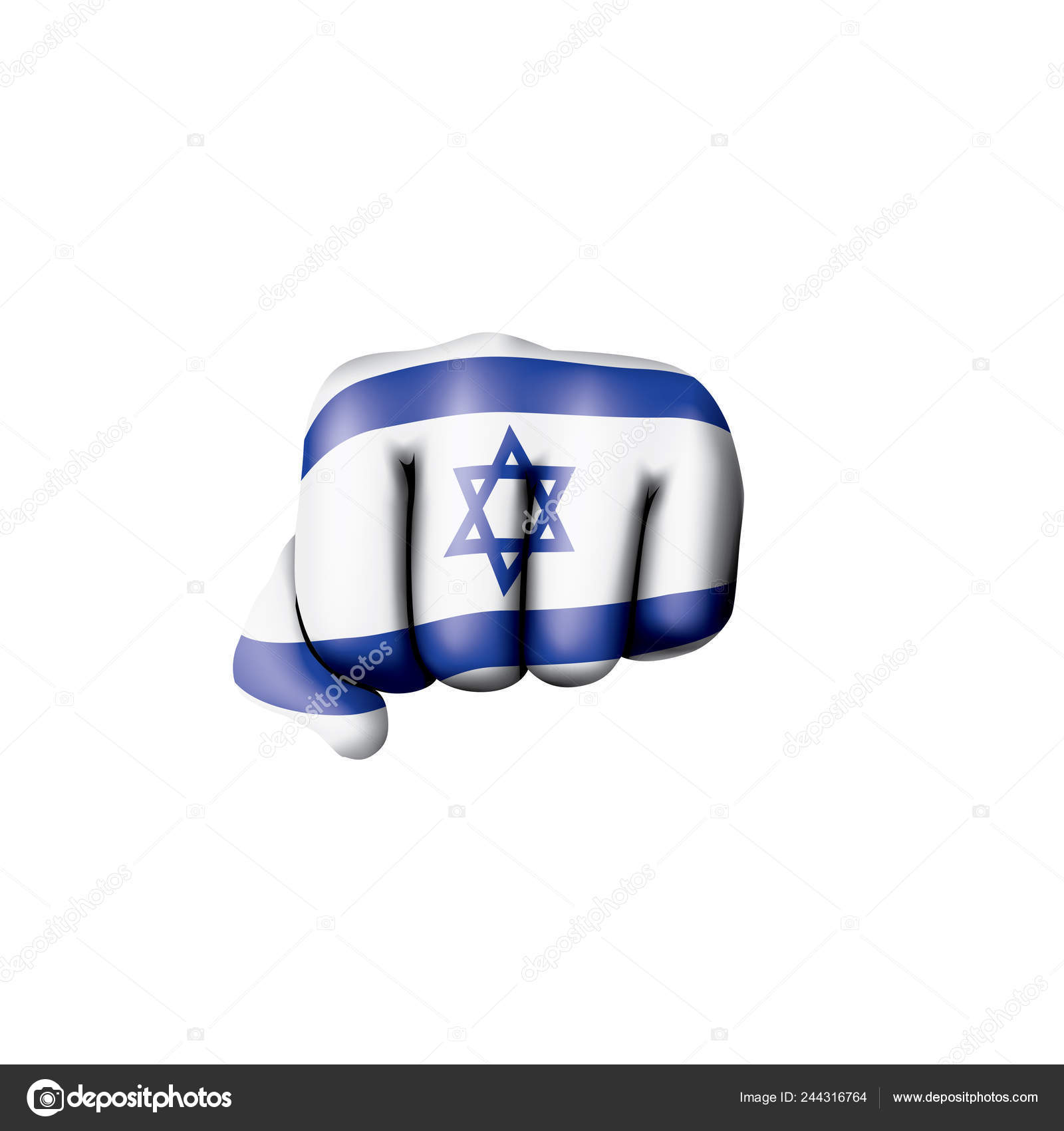Israel flag and hand on white background. Vector illustration Stock ...