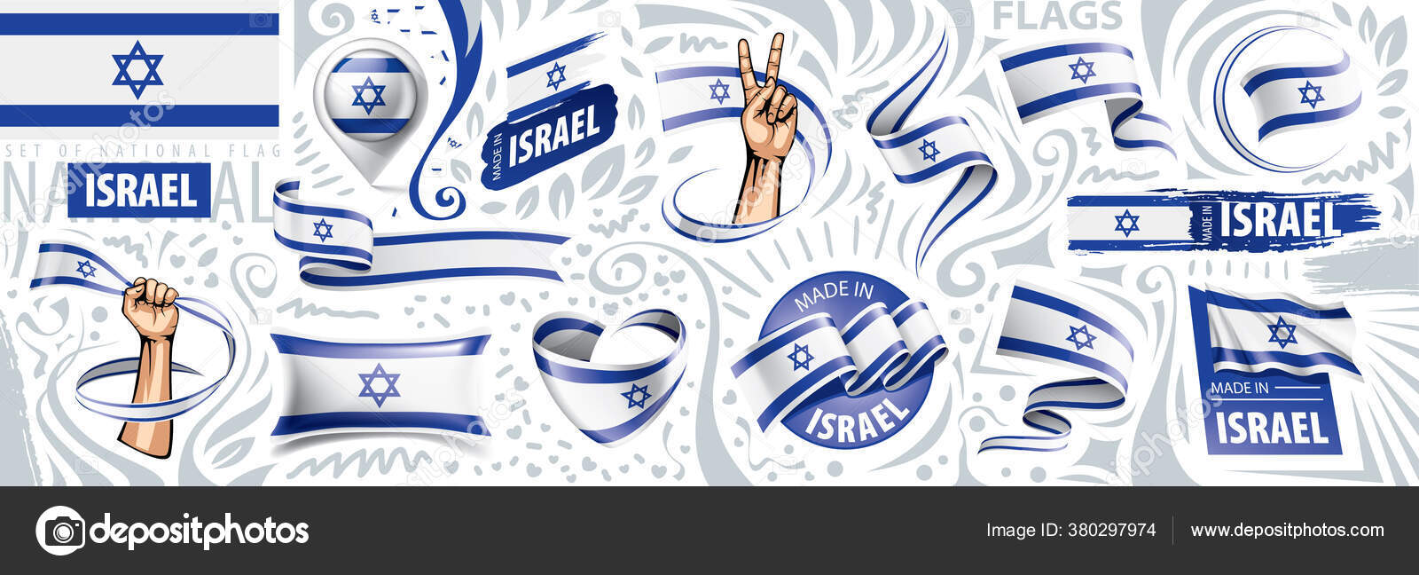 Vector set of the national flag of Israel in various creative designs ...