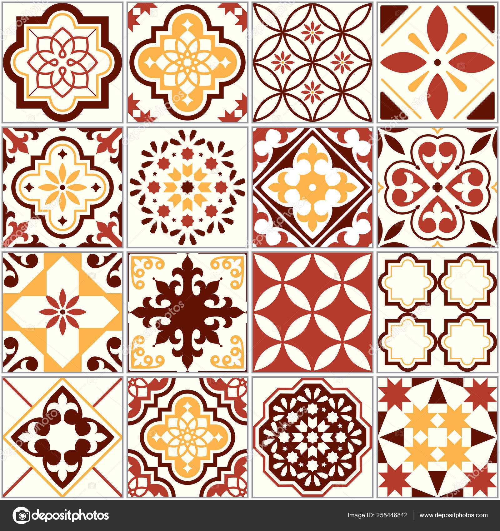 Azulejo Vector Tiles Seamless Pattern Inspired Portuguese Art Lisbon ...