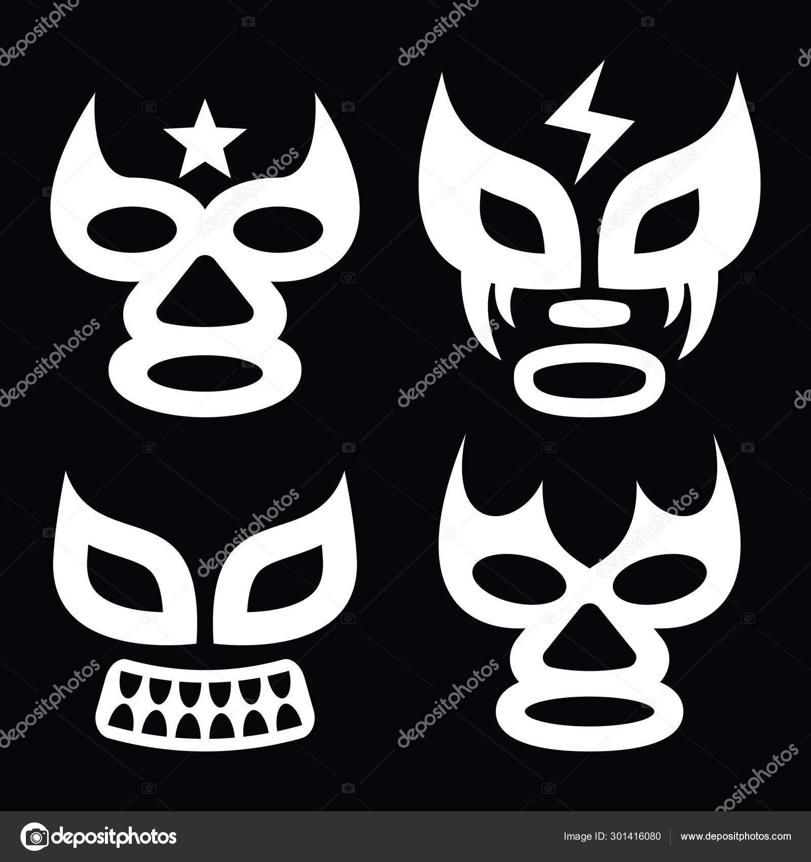 Lucha Libre Enfrenta Diseño Vectorial Gráficos Luchador Luchadora Conjunto Máscaras Vector De