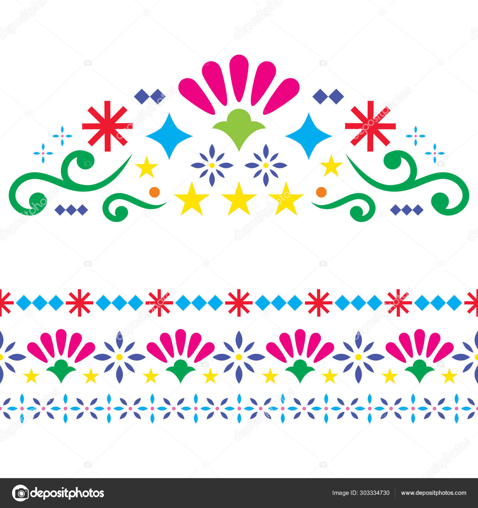 Mexican Vector Design Elements Colorful Traditional Folk Art Patterns ...