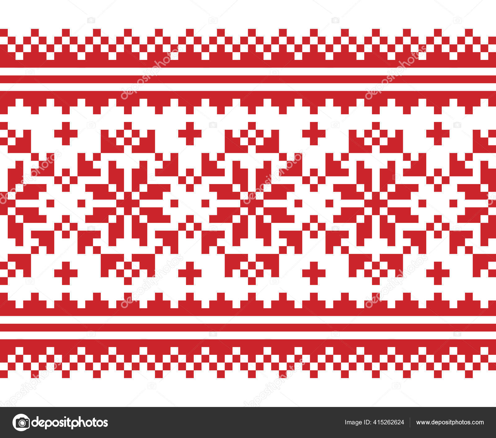 Christmas Scandinavian Long Vector Seamless Pattern Red White Festive ...