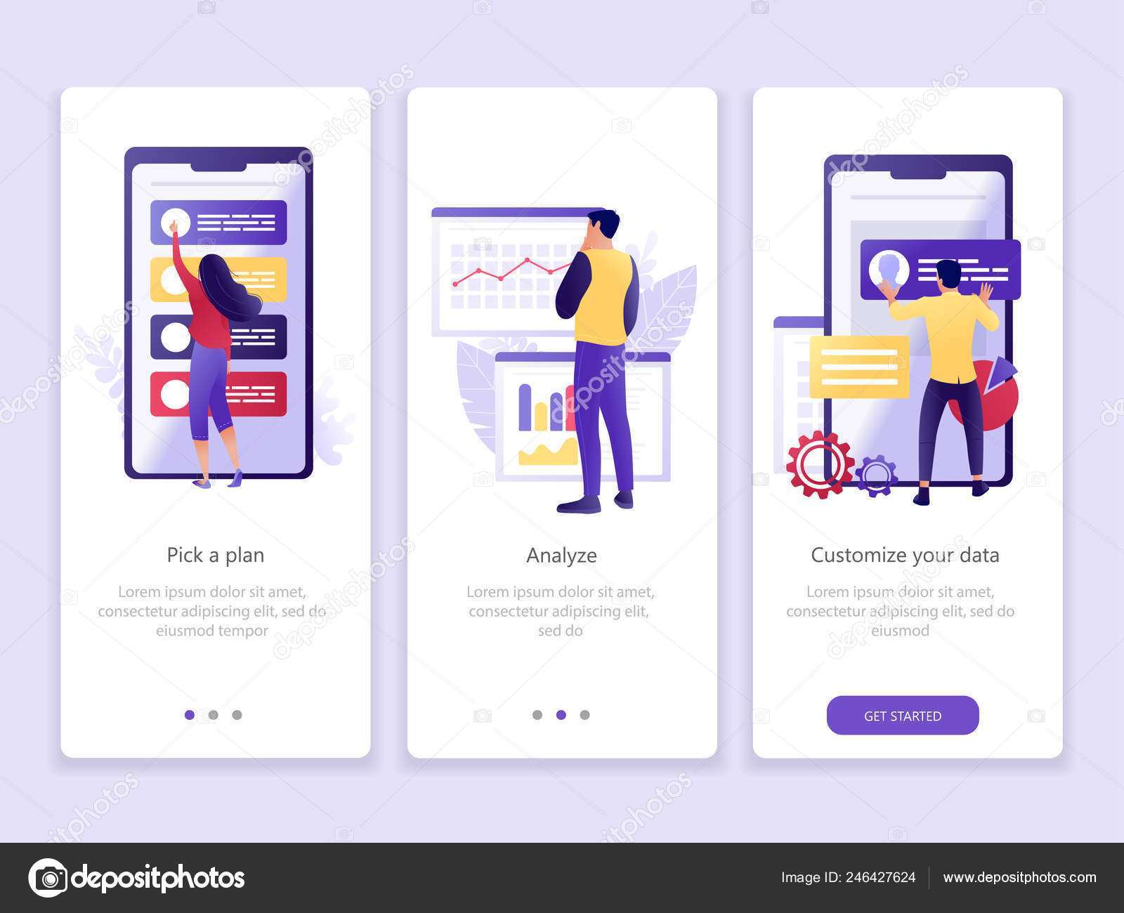 Data Analysis App Onboarding Screens User Interface Kit Business Theme ...