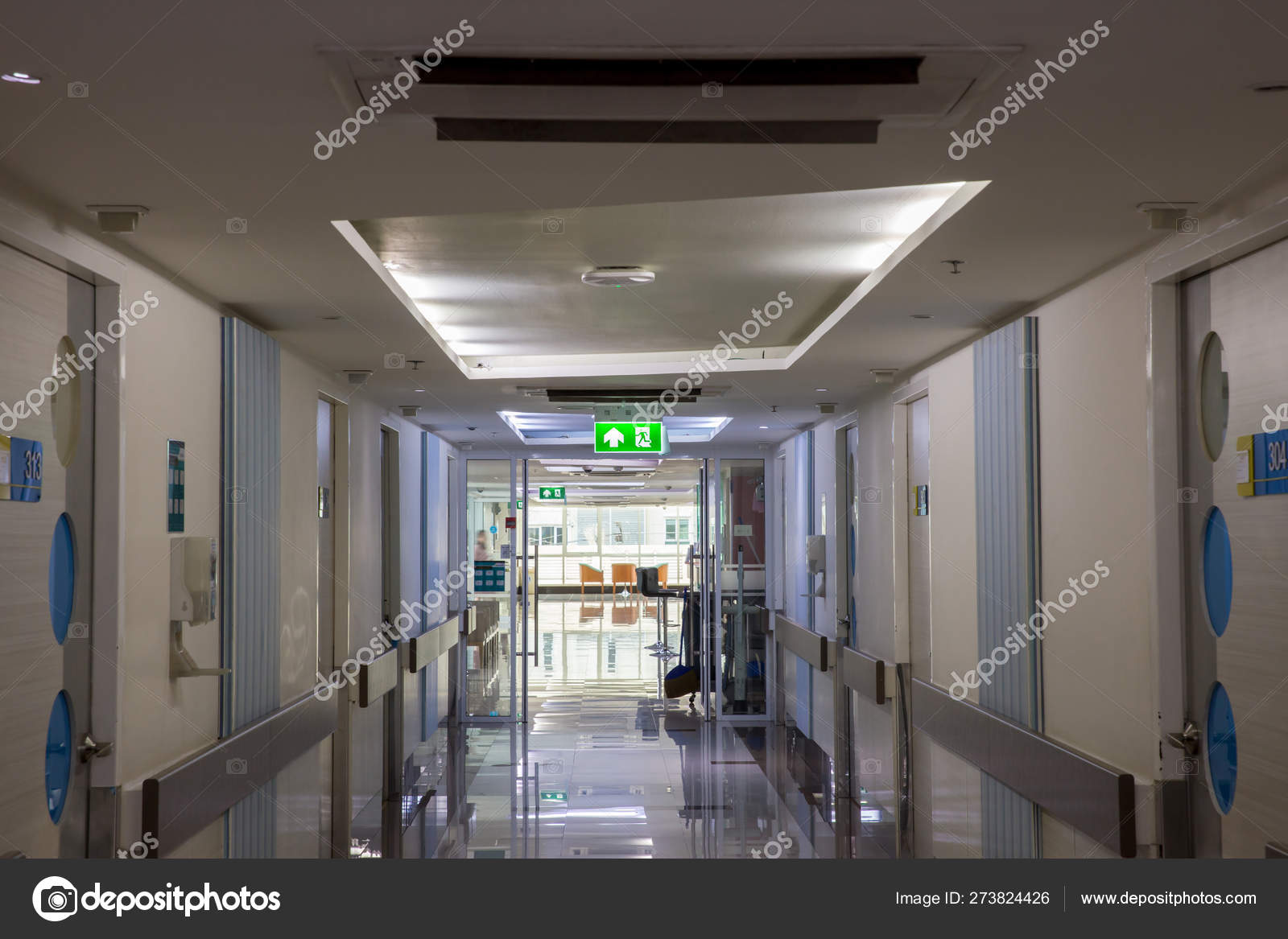 Green Emergency Exit Sign Showing Way Escape Fire Exit Building Stock ...