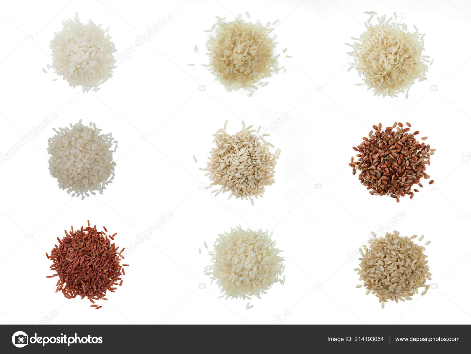 Collection Different Rice Varieties Isolated White Background ⬇ Stock ...