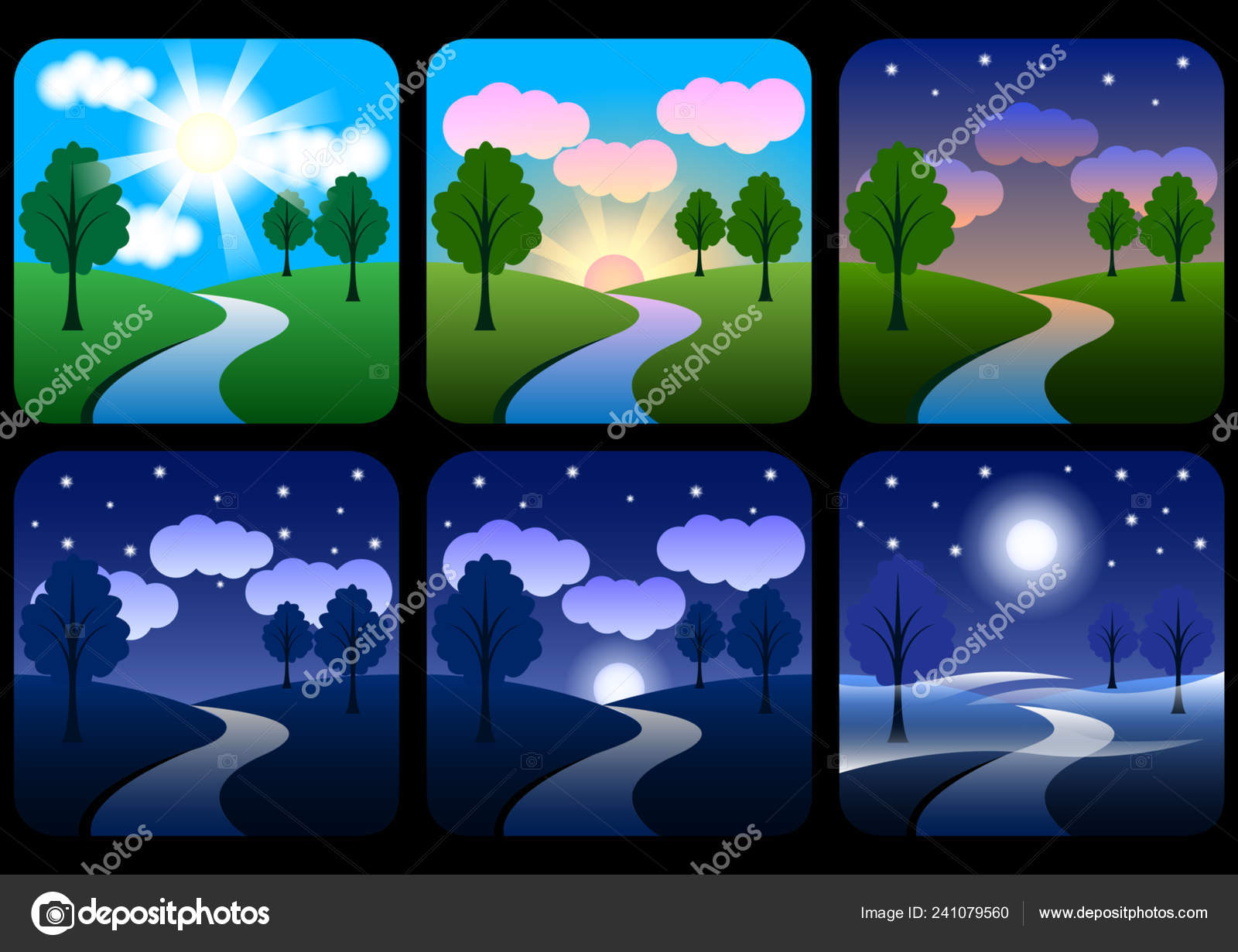 Beautiful Landscape Gradients Sunrise Dawn Morning Day Noon Sunset Dusk ...