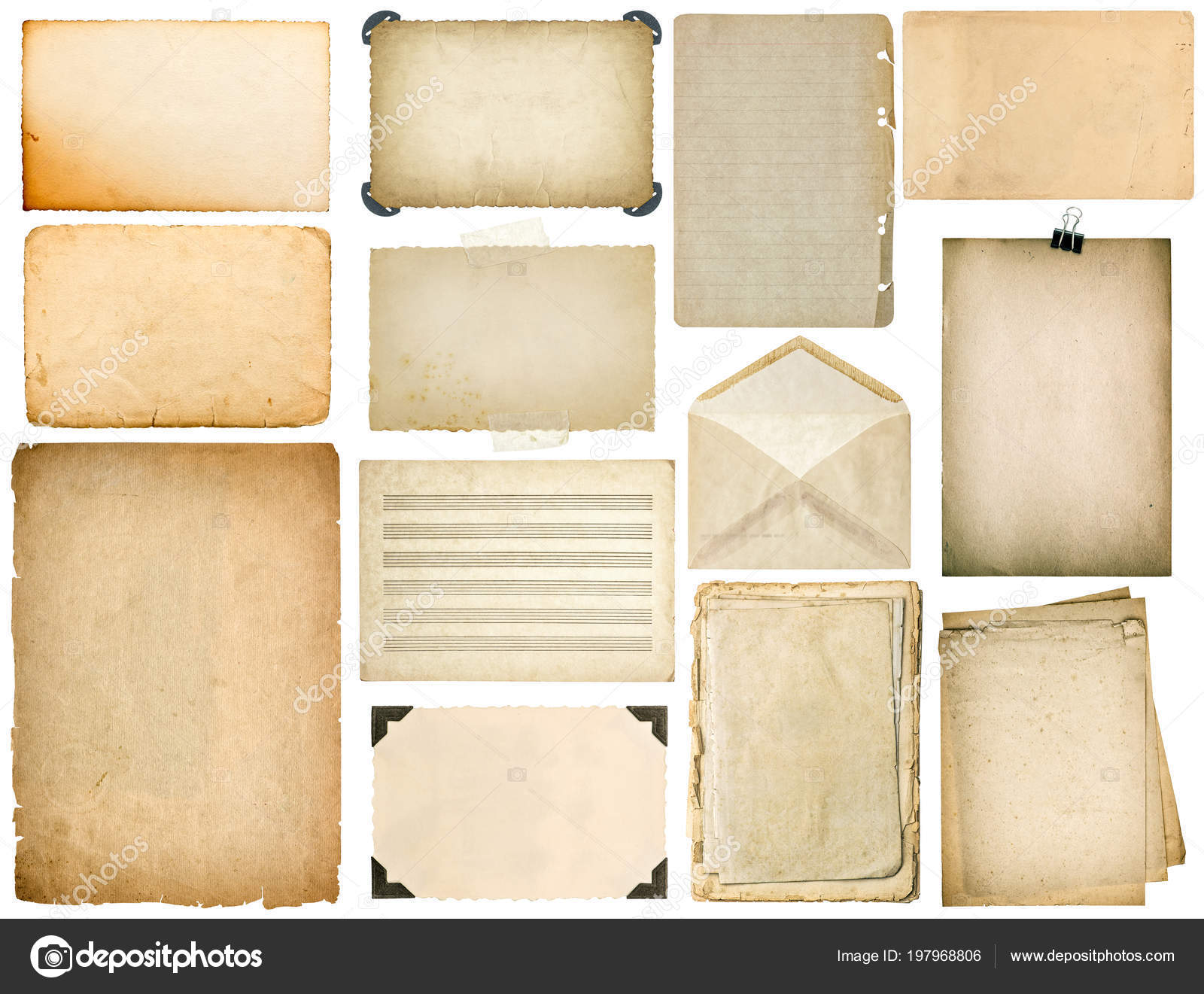 Used Paper Sheets Edges Vintage Book Pages Cardboard Music Notes ...