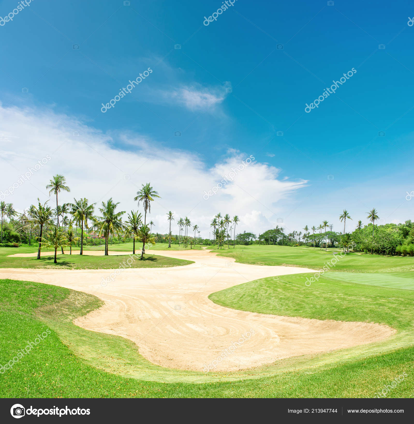 Golf Course Sand Trap Palm Trees Bali Indonesia — Stock Photo ...