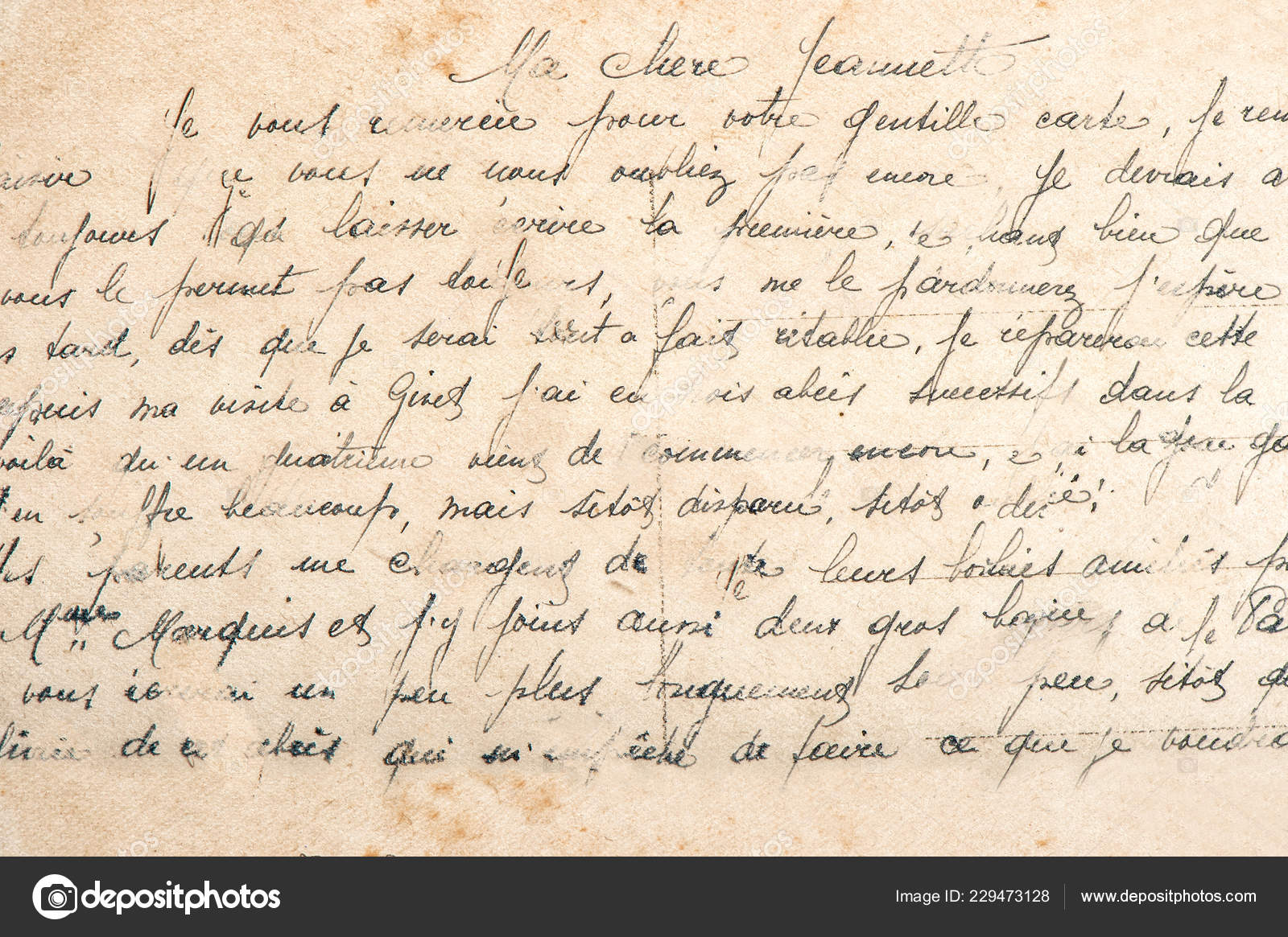 Old Unreadable Handwritten Postcard Mail Text Used Paper Texture ...