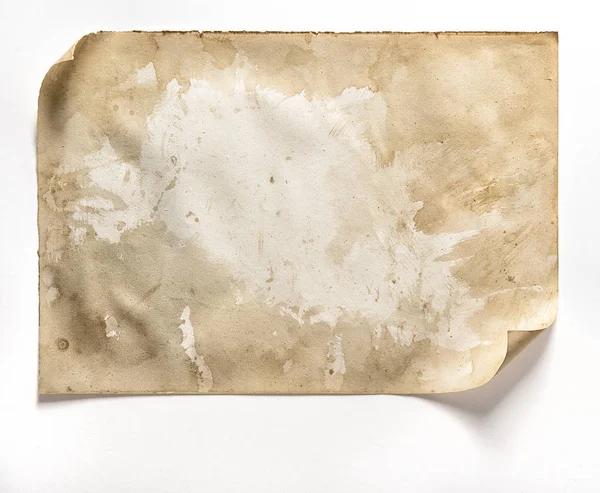 Used worn paper sheet curled corners white background - Stock Image ...