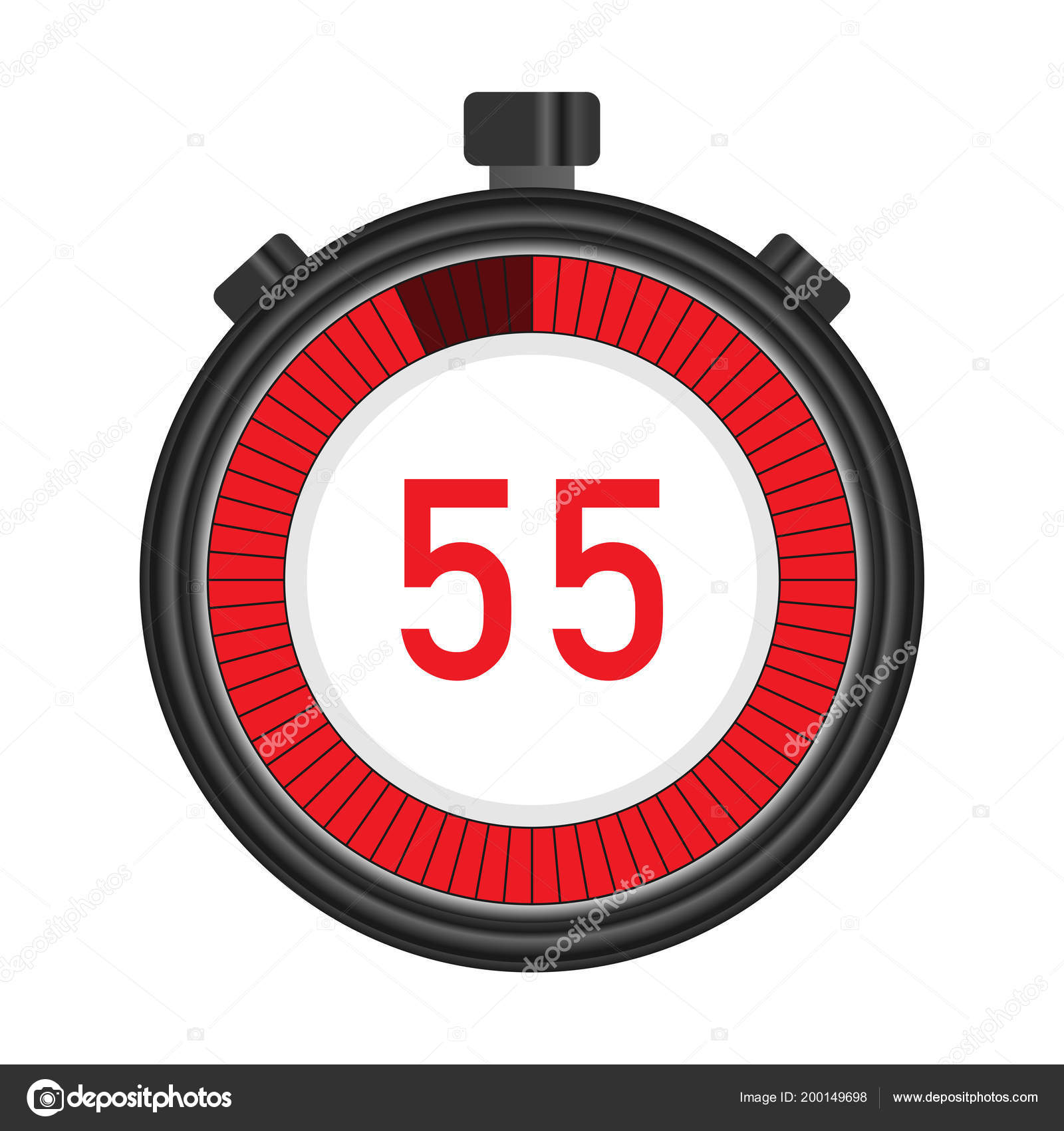 Digital Clock Time Stopwatch Vector Icon Isolated White Background ...