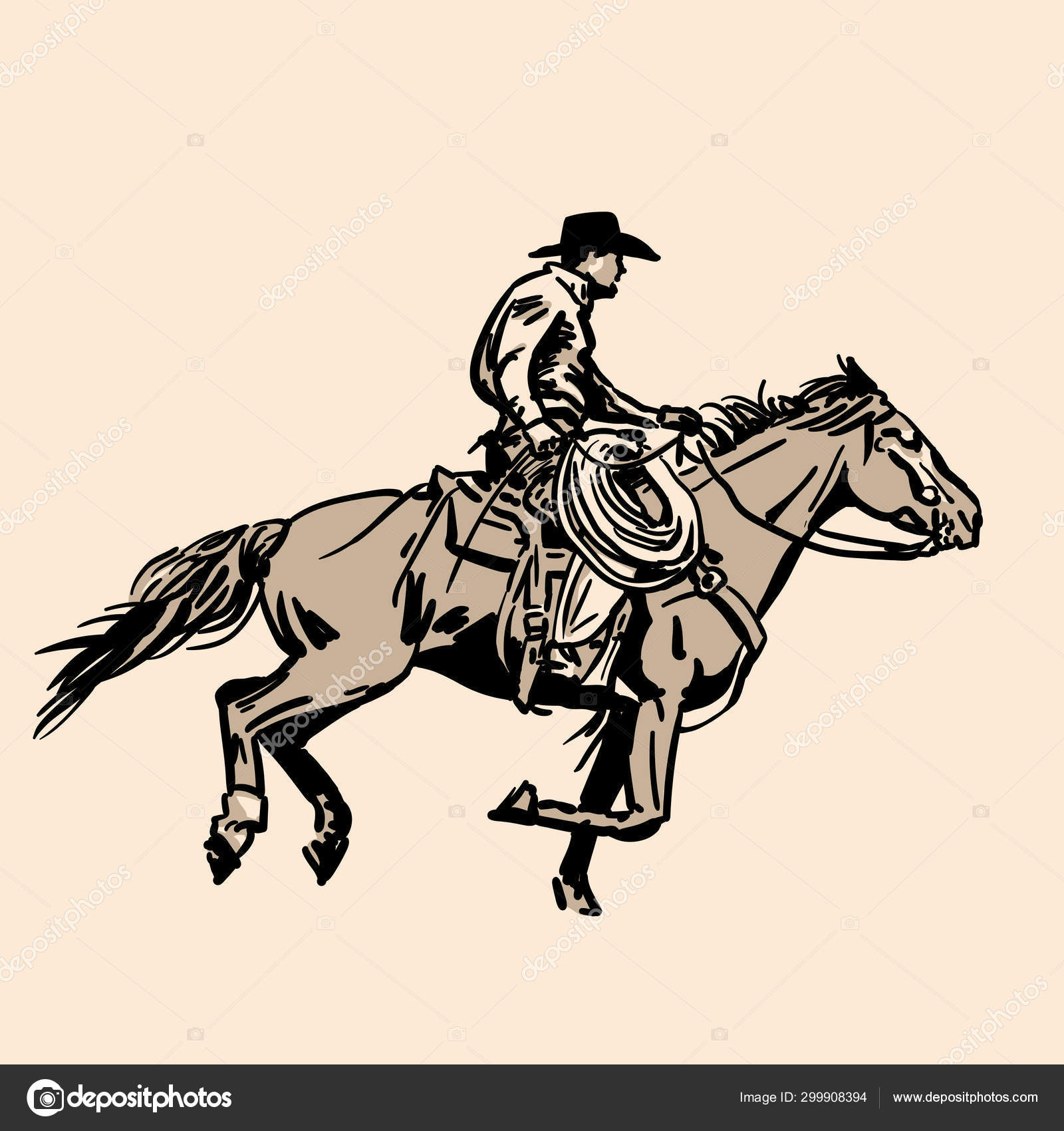 Cowboy Drawing On Horse at Raymond Guercio blog