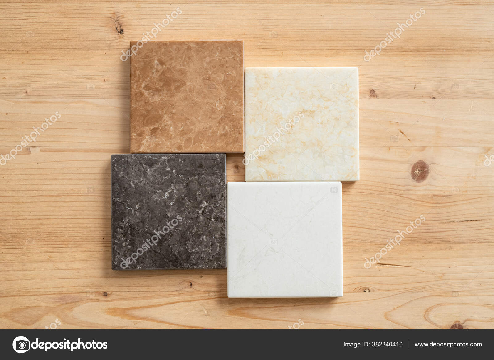 Top View Four Marble Tiles White Black Light Brown Beige Stock Photo by ...