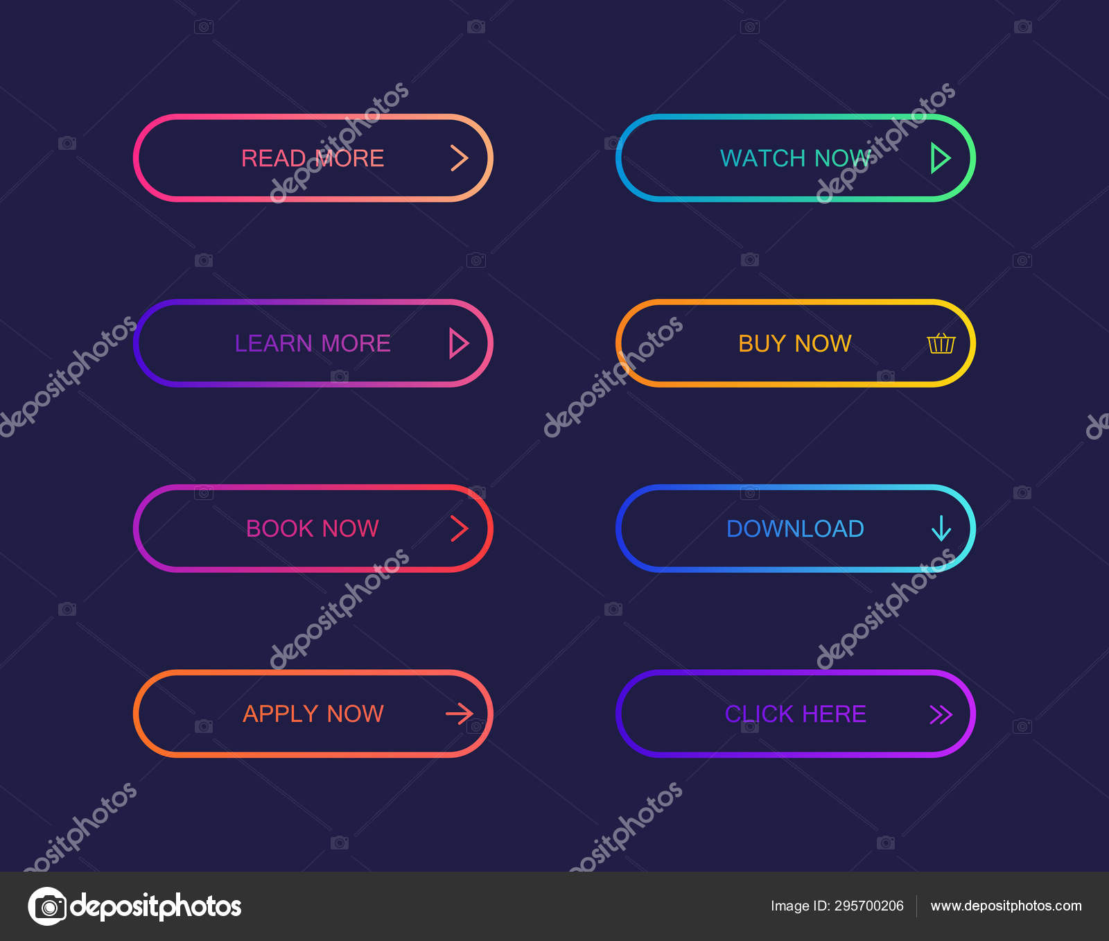 Set of modern material style buttons for website, mobile app and infographic . Different ...