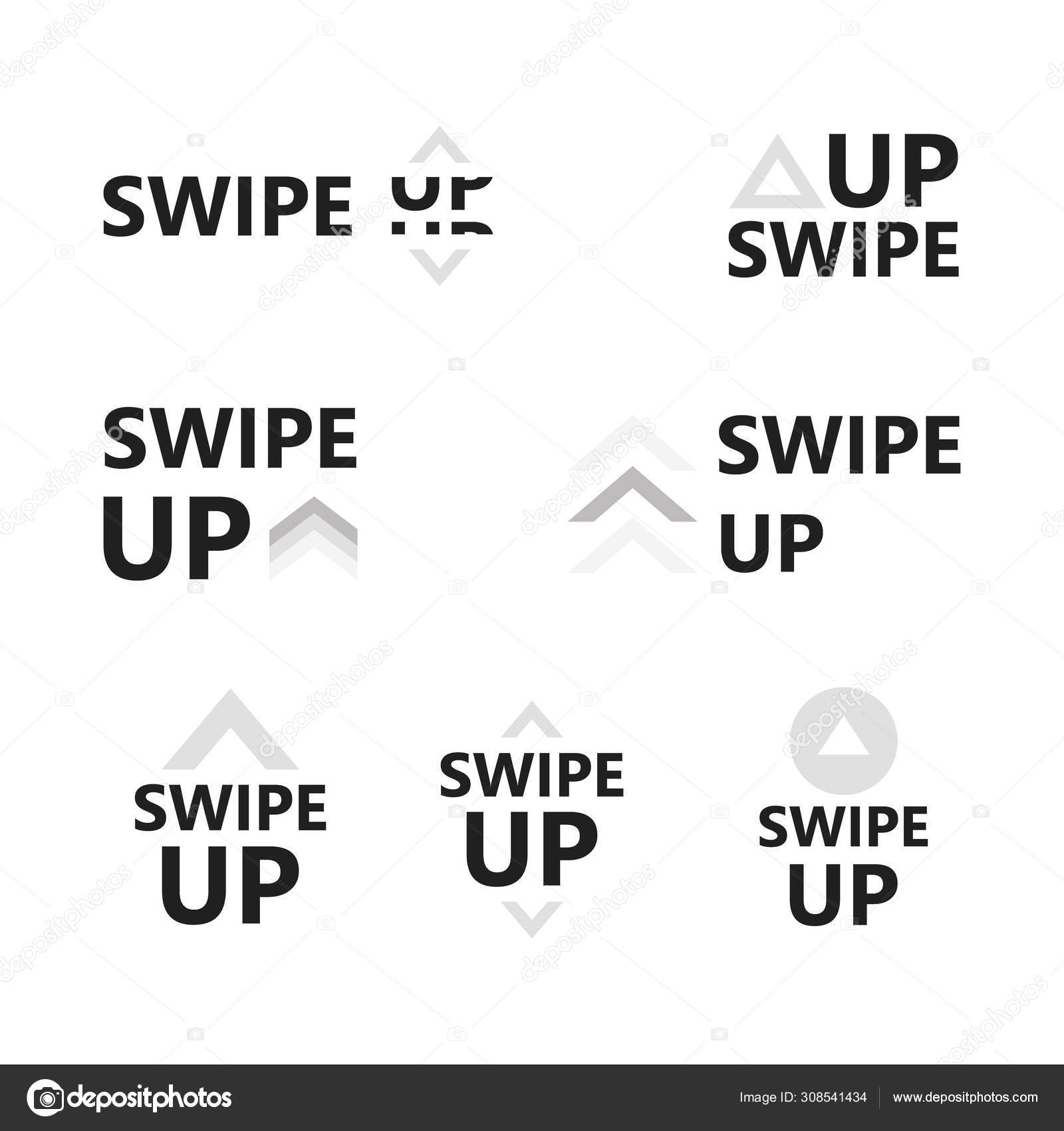 Swipe up icon set isolated on white background for social media stories ...