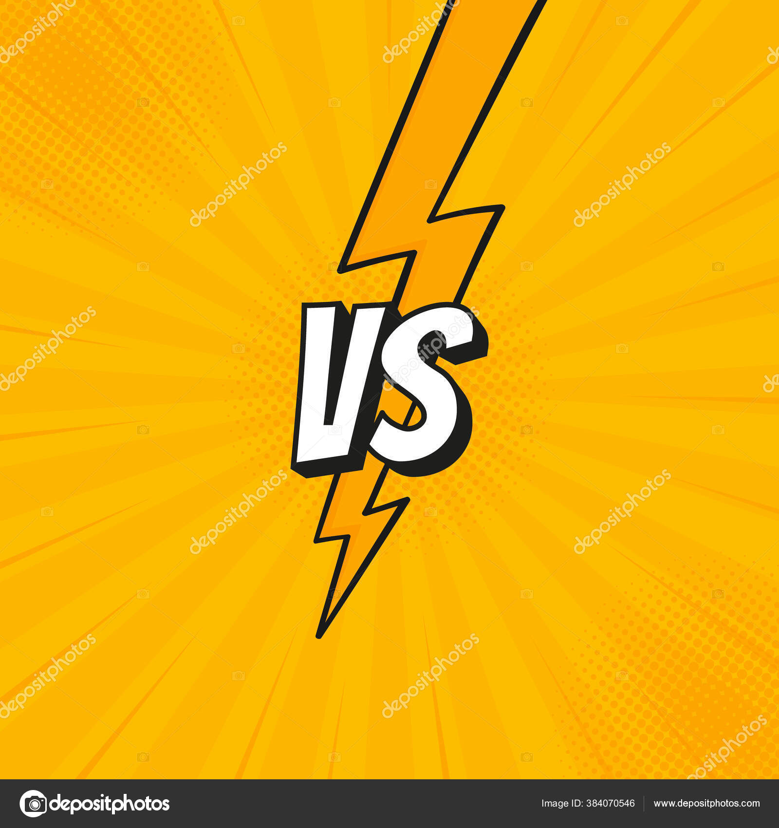 Versus VS sign with lightning bolt isolated on fight backgrounds in ...