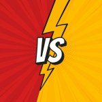 Comics vs frame. Versus lightning ray border, comic fighting due Stock ...