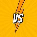 Comics vs frame. Versus lightning ray border, comic fighting due Stock ...