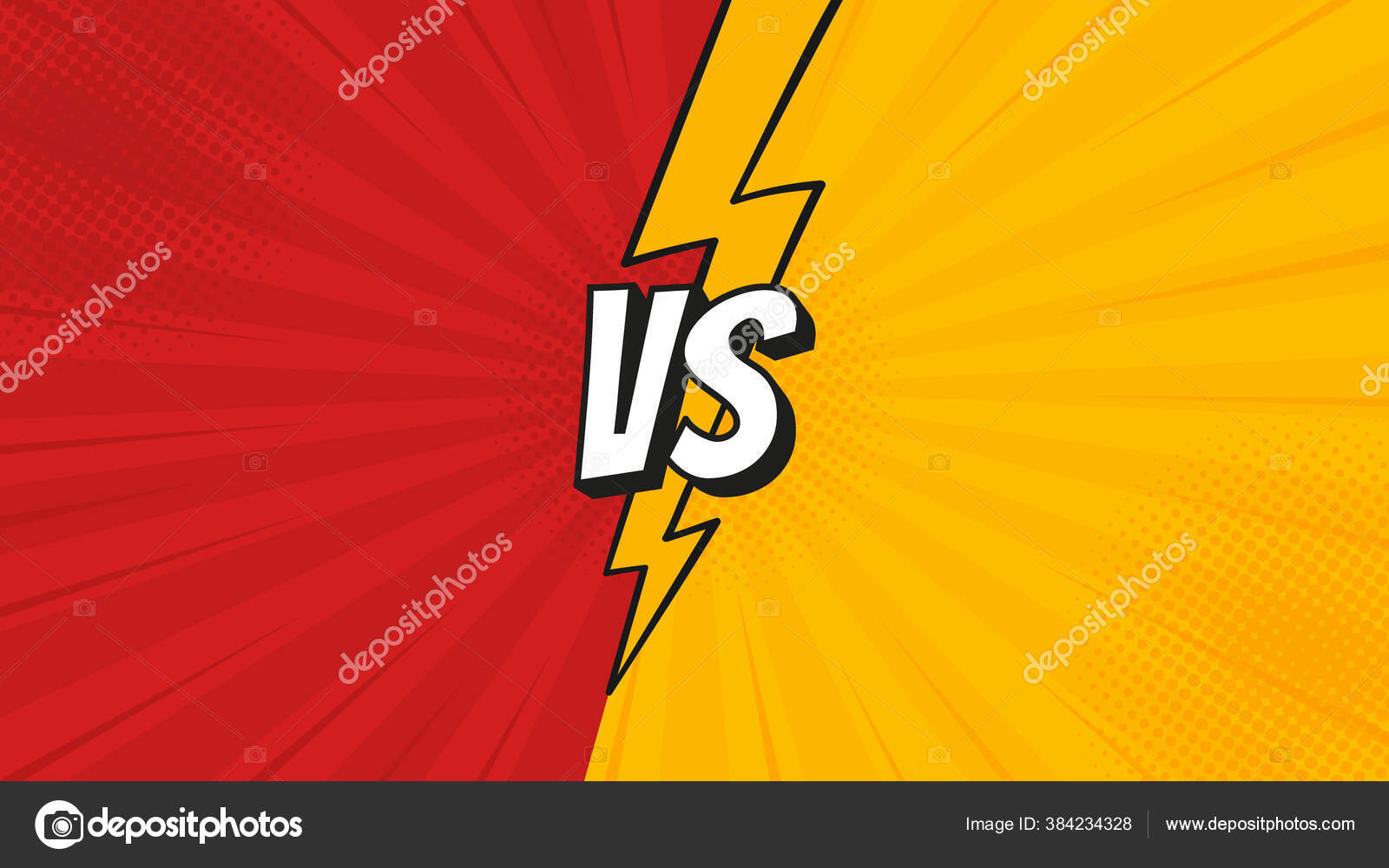 Sign Lightning Bolt Isolated Fight Backgrounds Flat Comics Style Design ...