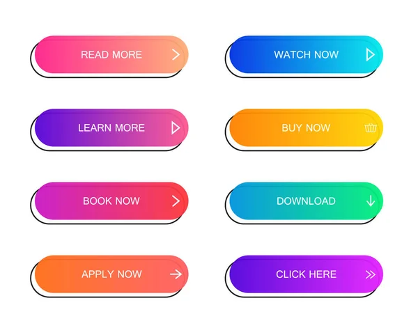 Set of modern material style buttons for website, mobile app and ...