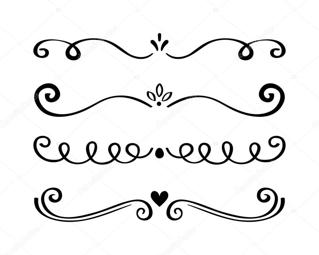 Adorno dibujado a mano colecci n divisor. L neas y bordes vintage. Elementos de dise o Doodle ...