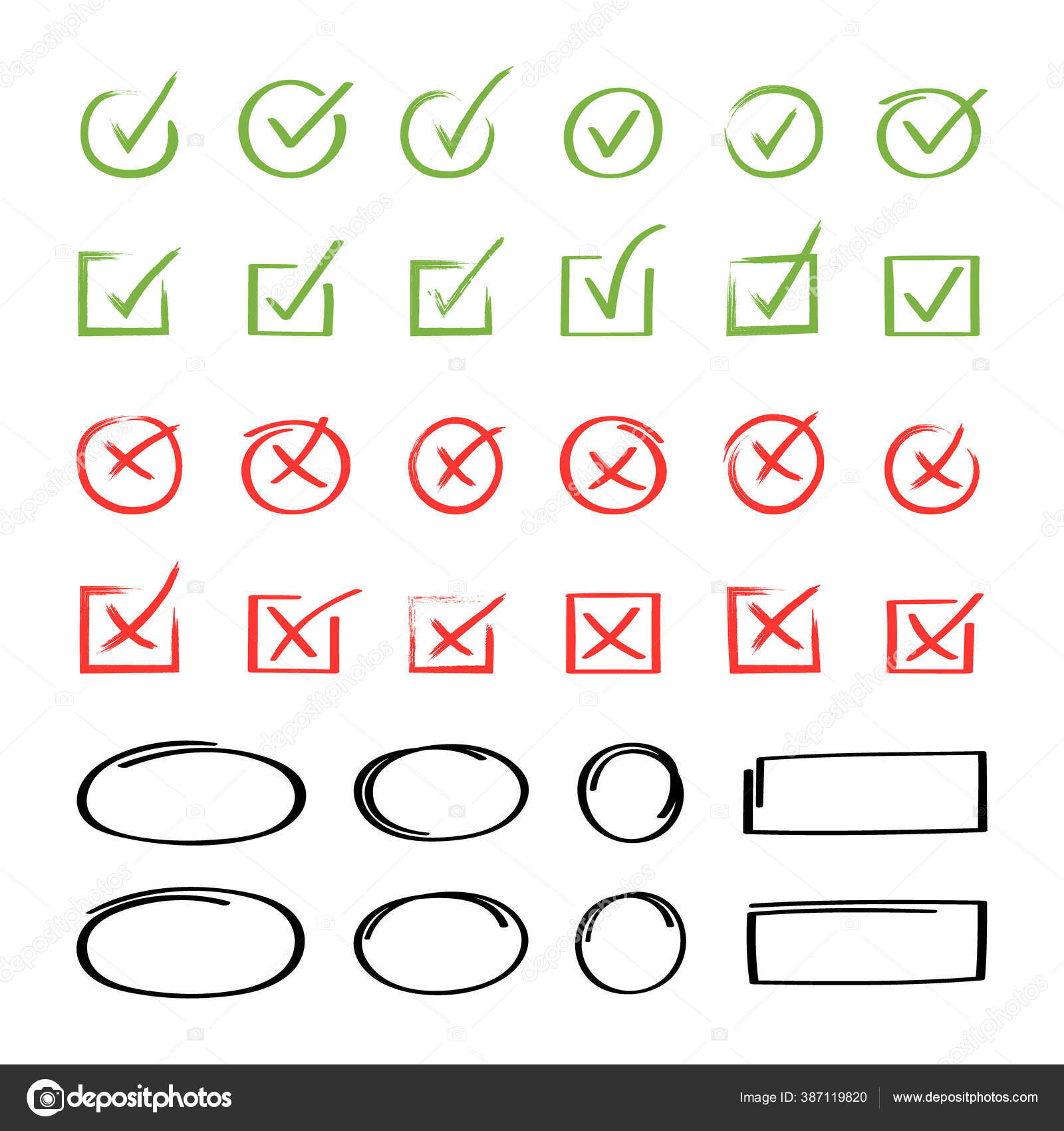 Marca Verificación Dibujada Mano Super Set Con Diferentes Flechas ...