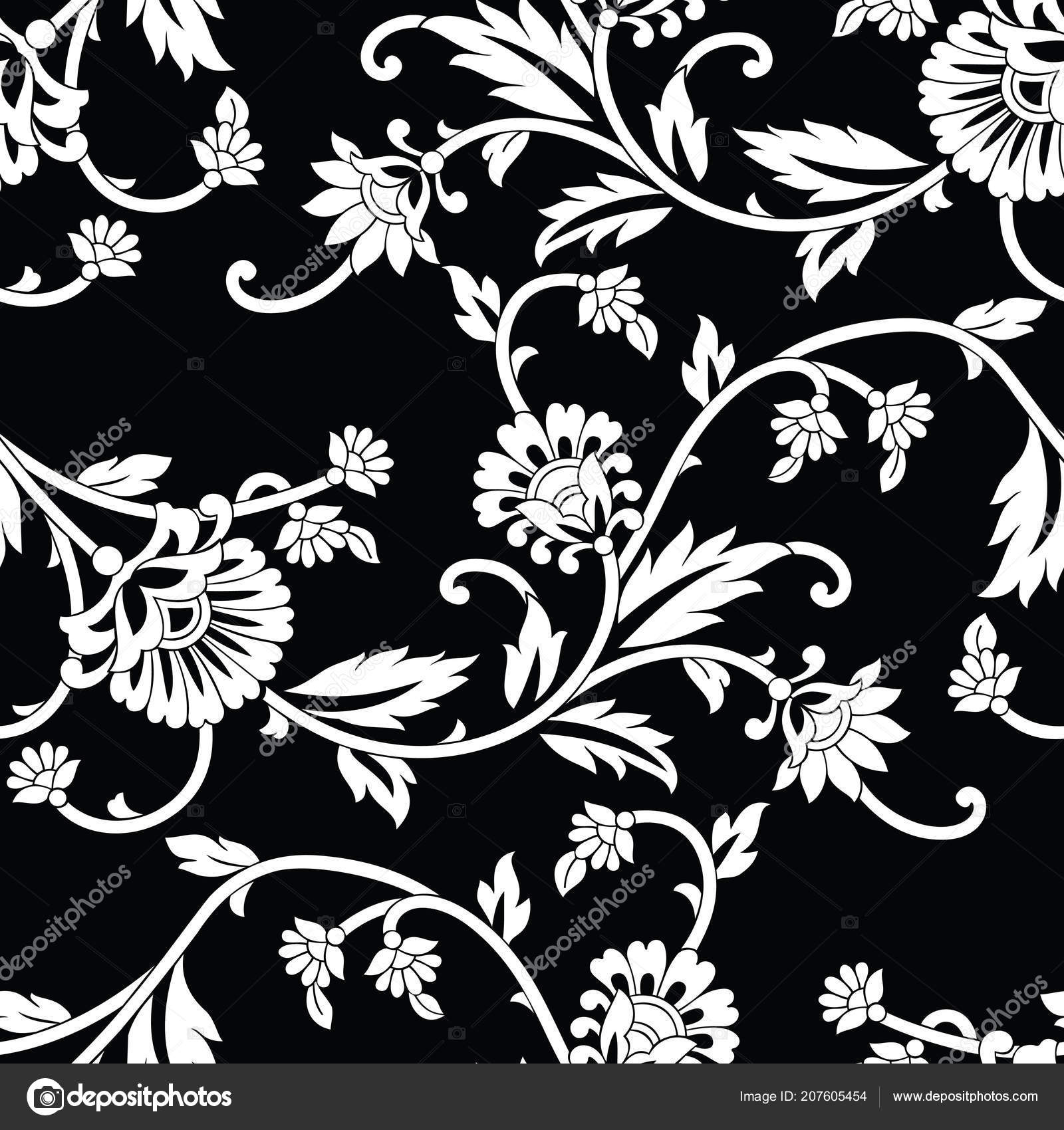 Seamless Black White Floral Pattern Stock Vector by ©malkani 207605454