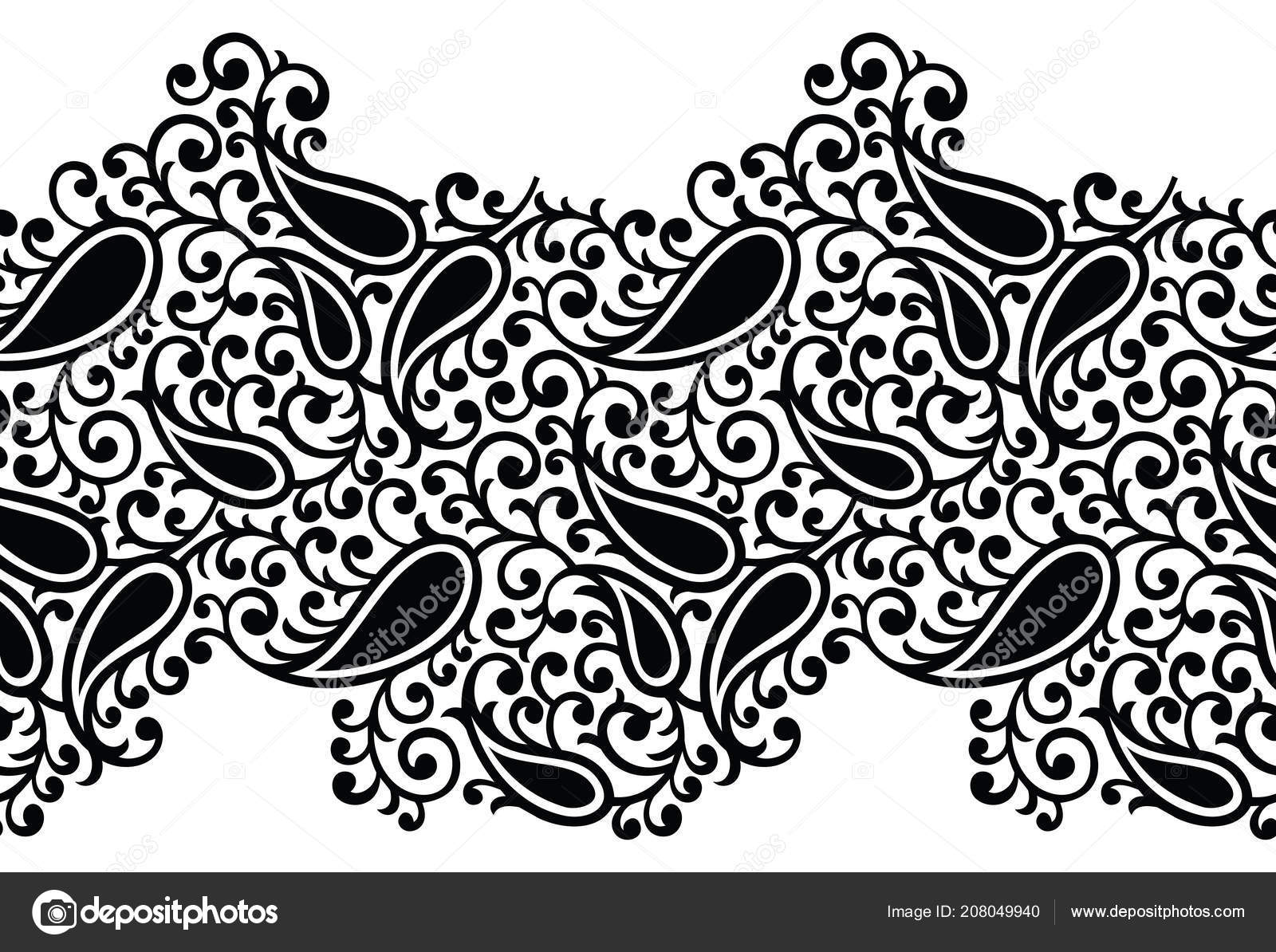 Black And White Paisley Border Clip Art