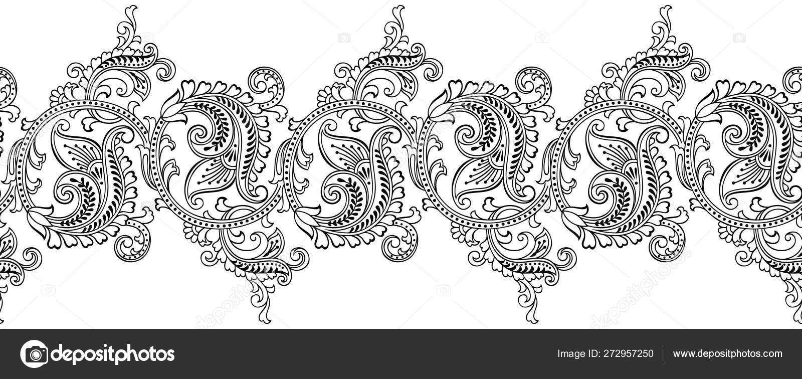 Black And White Paisley Border Clip Art
