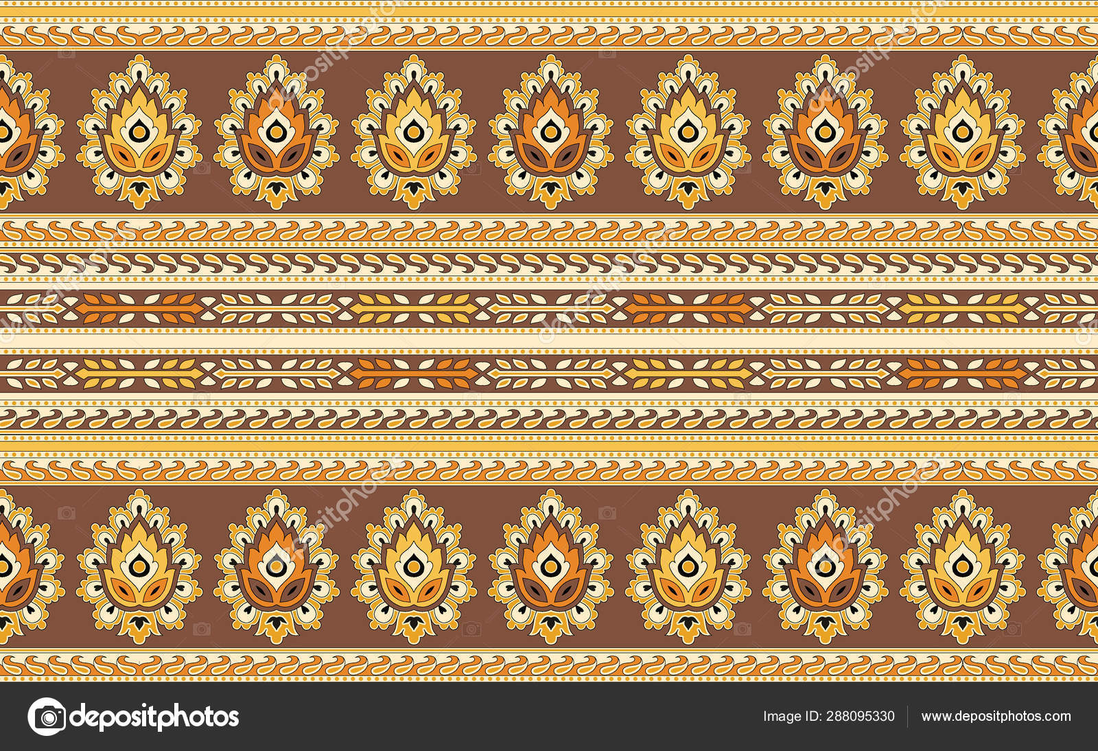 Seamless Traditional Indian Textile Fabric Border Design — Stock Photo ...