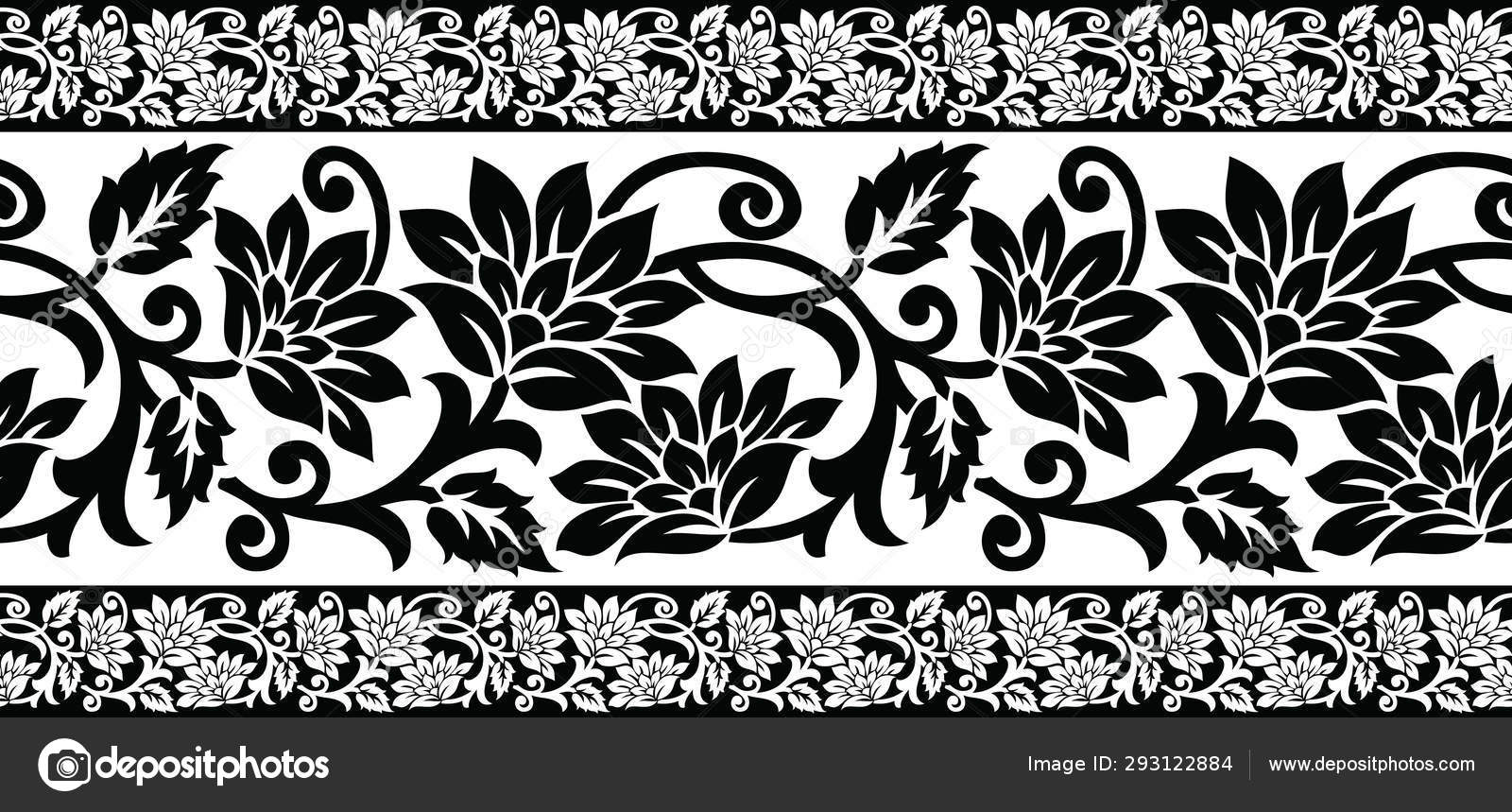 Traditional seamless indian textile floral border Stock Vector Image by ...