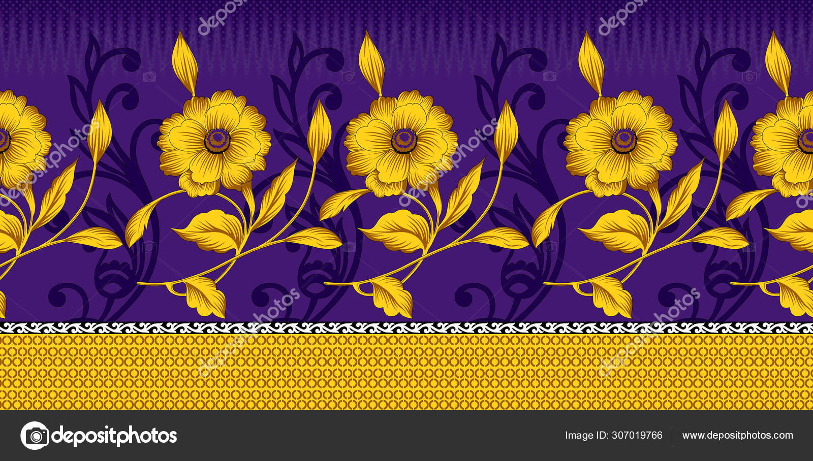 Seamless Traditional Indian Textile Flower Border Stock Photo by ...