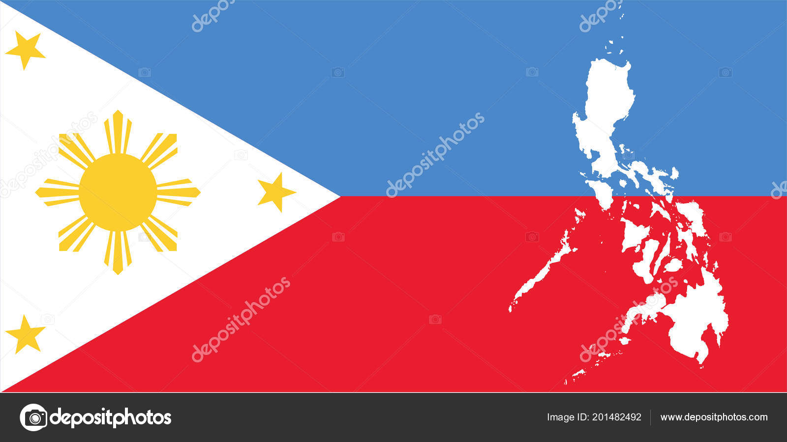 White Map Republic Philippines Filipino Flag Illustration Stock Vector ...