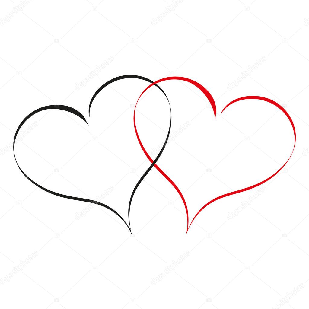 Corazón dos signo de amor. Icono sobre fondo blanco. Símbolo romántico ...