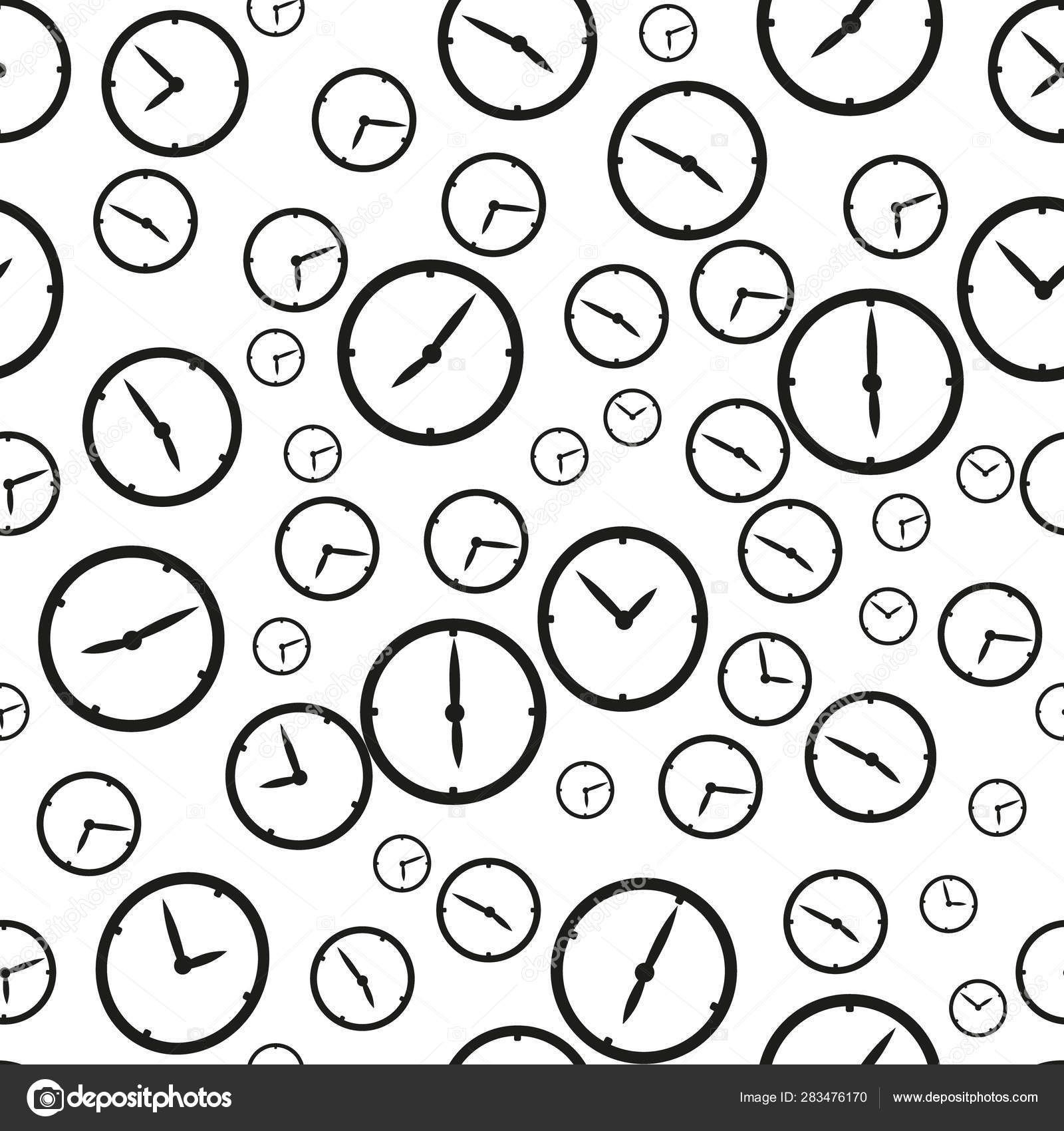 Clock timer seamless pattern background. Business flat vector ...