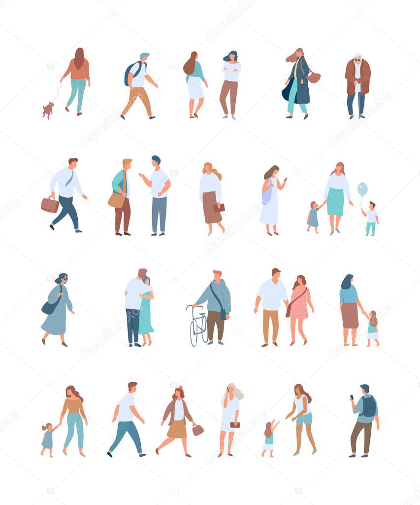 Multitud. Diferentes personas vector conjunto. Personajes planos ...