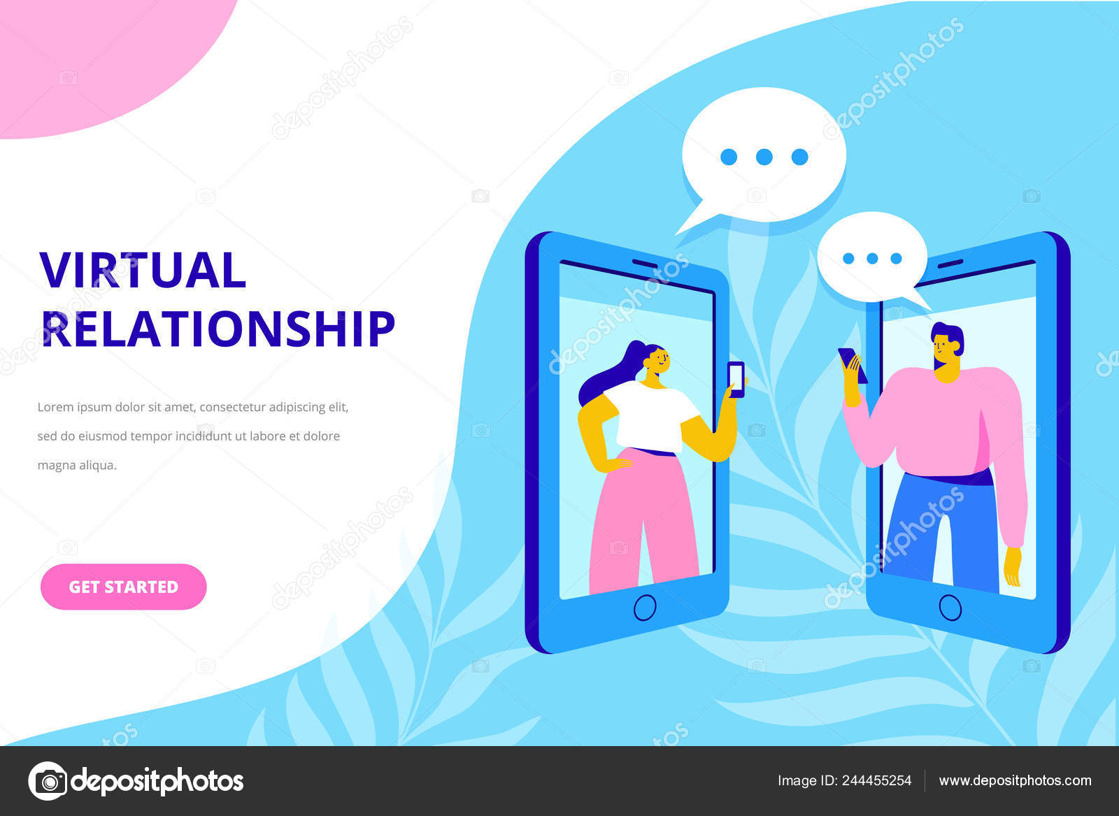 Virtual Relationship Vector Concept People Young Couple Chatting ...
