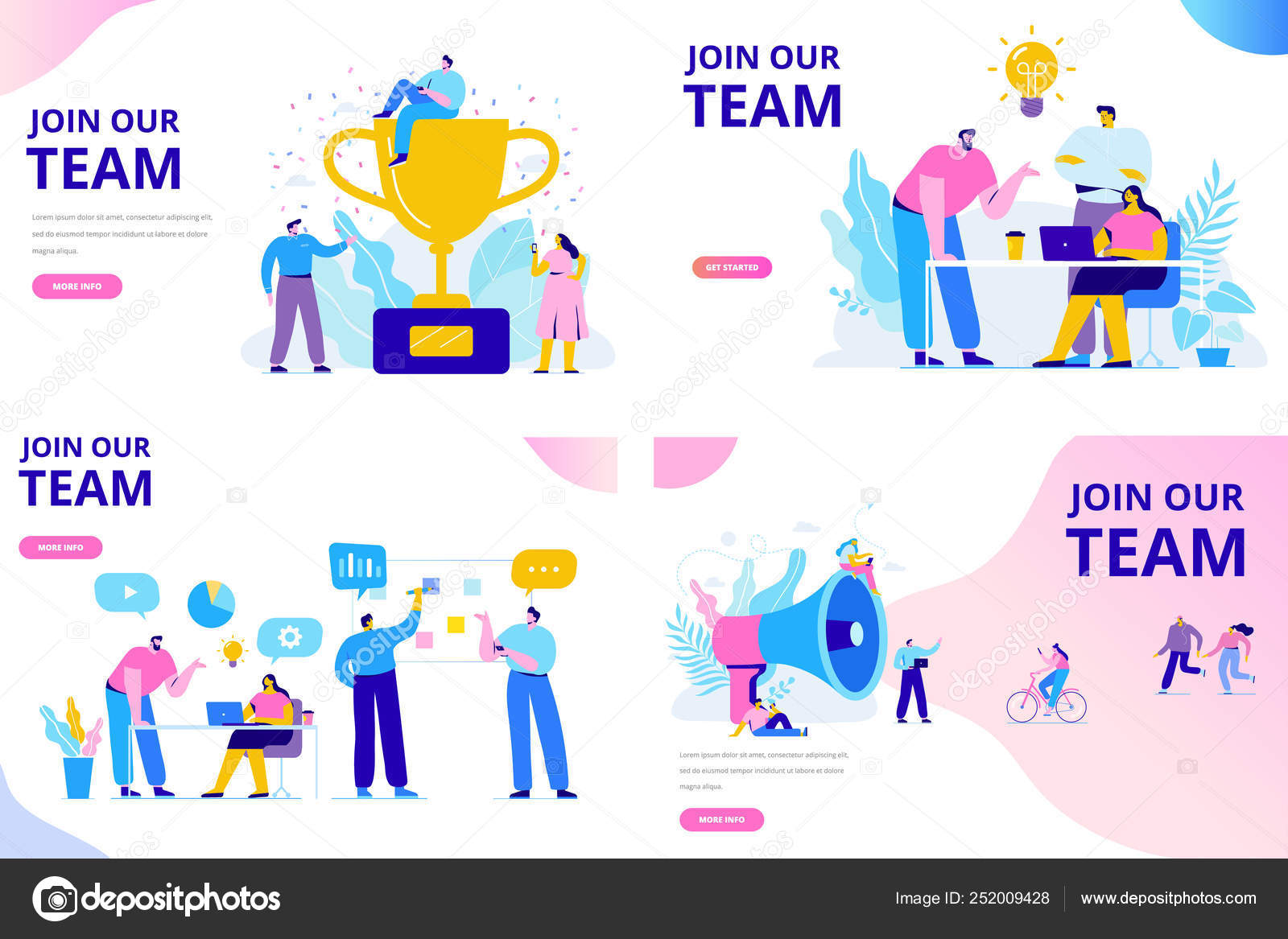 Únase Nuestro Concepto Ilustración Vectorial Equipo Gente Junta Trabajo ...