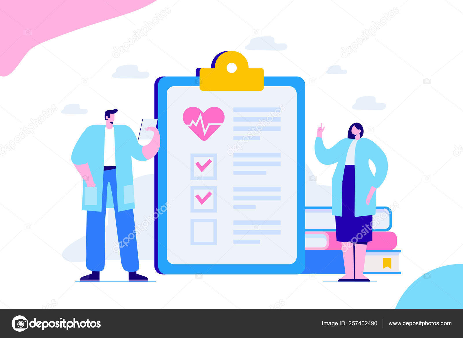 Health Check Flat Vector Illustration Concept Health Care Male Female ...